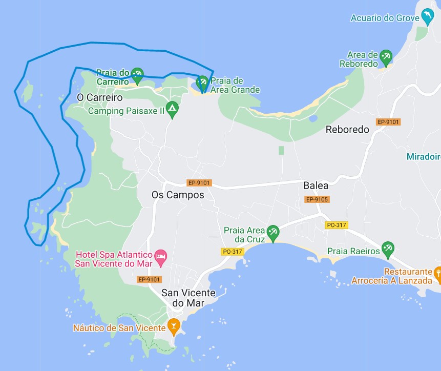 Kayak en O Grove. Ruta Guiada Playa Area Grande – O Con Negro